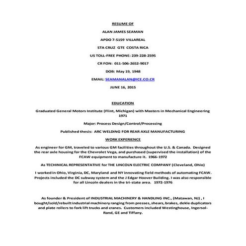 RESUME OF ALAN JAMES SEAMAN | DOCX
