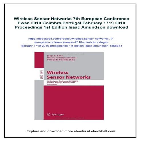 Wireless Sensor Networks 7th European Conference Ewsn 2010 Coimbra ...