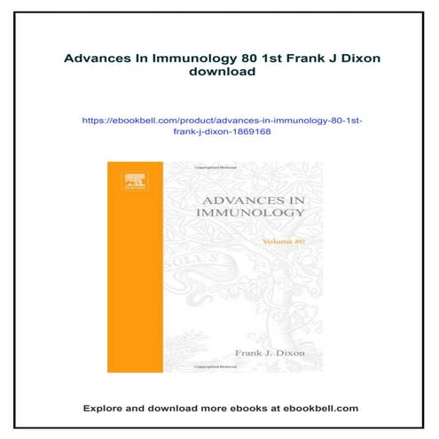 Advances In Immunology 80 1st Frank J Dixon | PDF