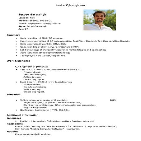 Summary QA Sergey Garaschyk | PDF