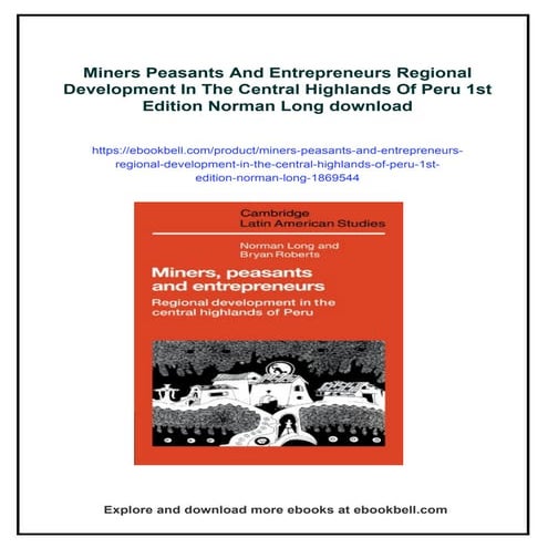 Miners Peasants And Entrepreneurs Regional Development In The Central ...