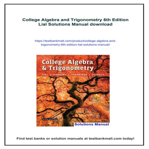 College Algebra and Trigonometry 6th Edition Lial Solutions Manual | PDF