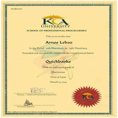 QuickBooks Certificate | PDF