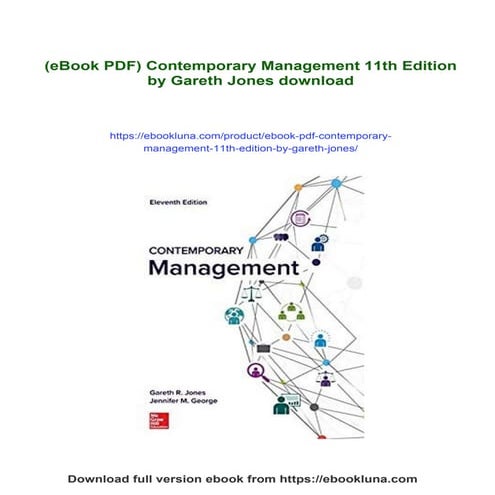 (eBook PDF) Contemporary Management 11th Edition by Gareth Jones | PDF