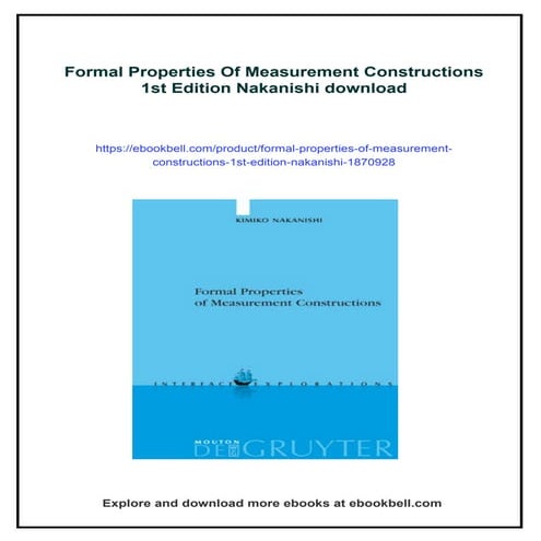 Formal Properties Of Measurement Constructions 1st Edition Nakanishi | PDF