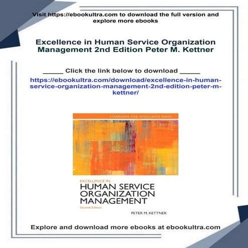 Excellence in Human Service Organization Management 2nd Edition Peter M ...