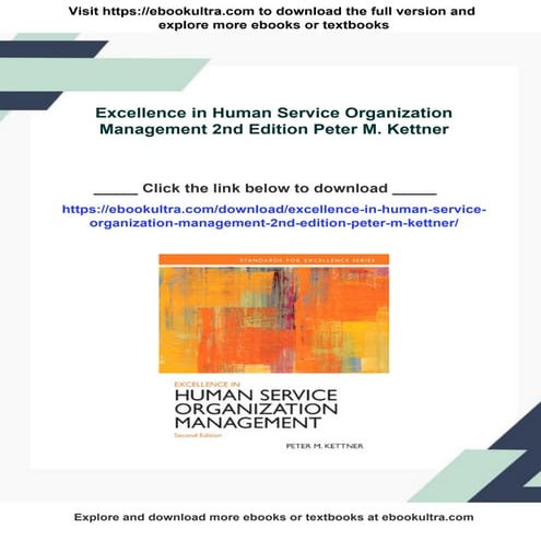 Excellence in Human Service Organization Management 2nd Edition Peter M ...