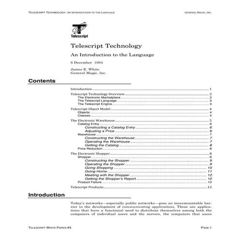 Telescript White Paper #3 | PDF