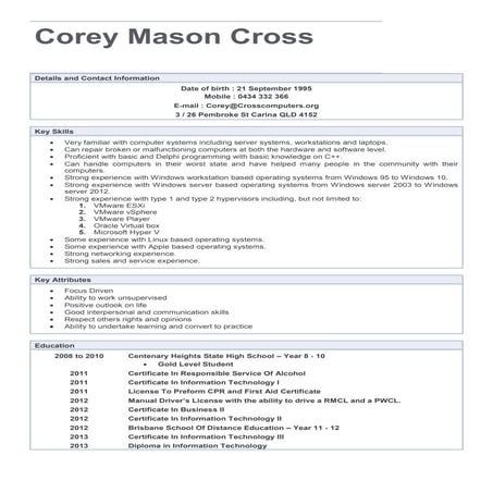 Curriculum Vitae - Corey Cross | PDF