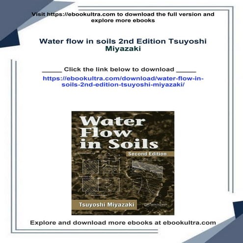 Water flow in soils 2nd Edition Tsuyoshi Miyazaki | PDF