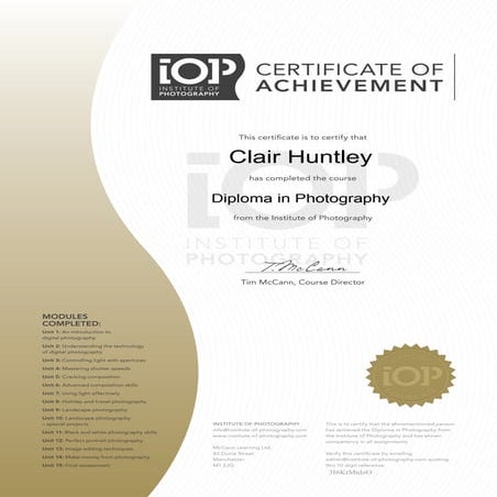 Certificate in PHOTOGRAPHY | PDF