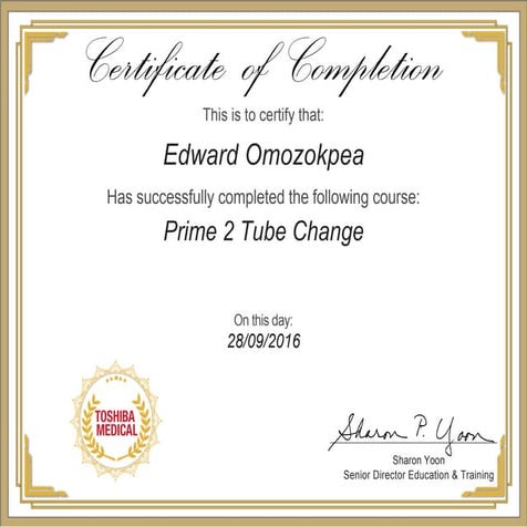 Certificate of tube change in prime | PDF
