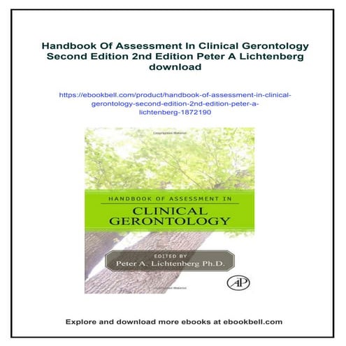 Handbook Of Assessment In Clinical Gerontology Second Edition 2nd Edition Peter A Lichtenberg | PDF