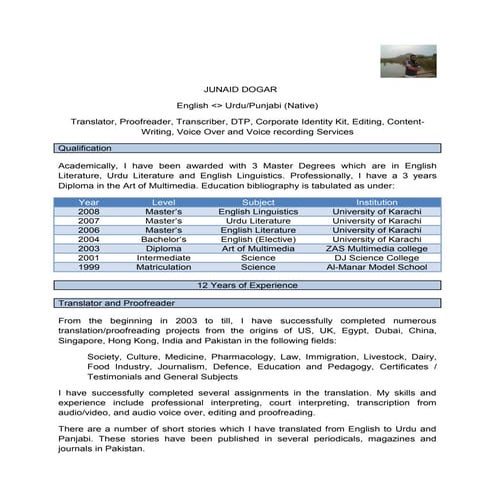 Junaid Dogar_Curriculum Vitae | PDF