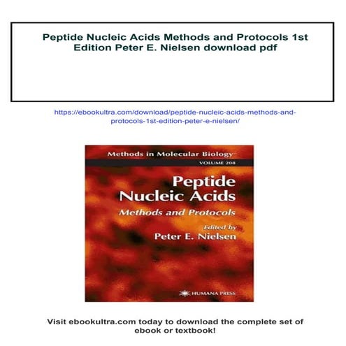 Peptide Nucleic Acids Methods and Protocols 1st Edition Peter E. Nielsen | PDF