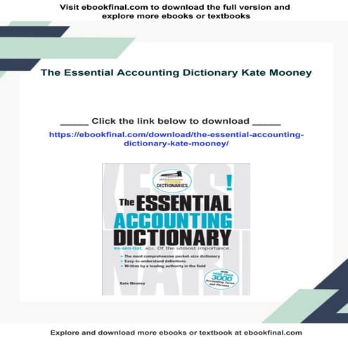 The Essential Accounting Dictionary Kate Mooney | PDF