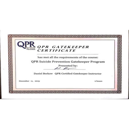 QPR Suicide Prevention Gatekeeper Program | PDF