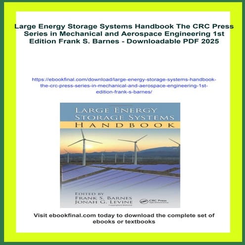Large Energy Storage Systems Handbook The CRC Press Series in ...