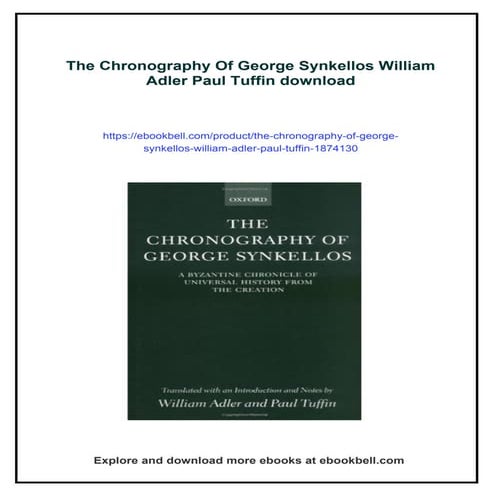 The Chronography Of George Synkellos William Adler Paul Tuffin | PDF