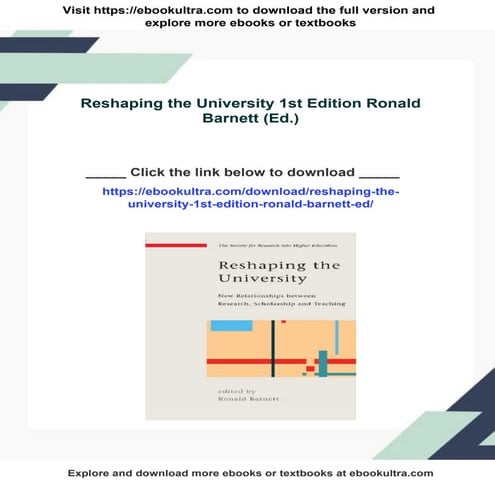 Reshaping the University 1st Edition Ronald Barnett (Ed.) | PDF