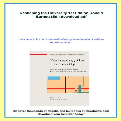 Reshaping the University 1st Edition Ronald Barnett (Ed.) | PDF