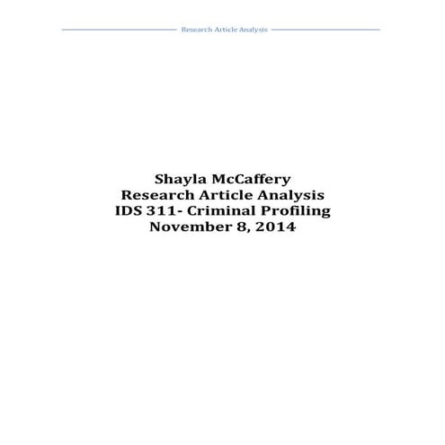 Criminal profiling | PDF