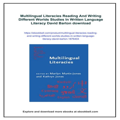 Multilingual Literacies Reading And Writing Different Worlds Studies In ...