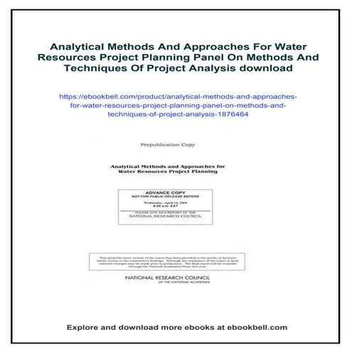 Analytical Methods And Approaches For Water Resources Project Planning Panel On Methods And ...