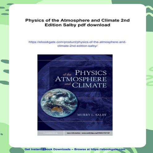 Physics of the Atmosphere and Climate 2nd Edition Salby | PDF