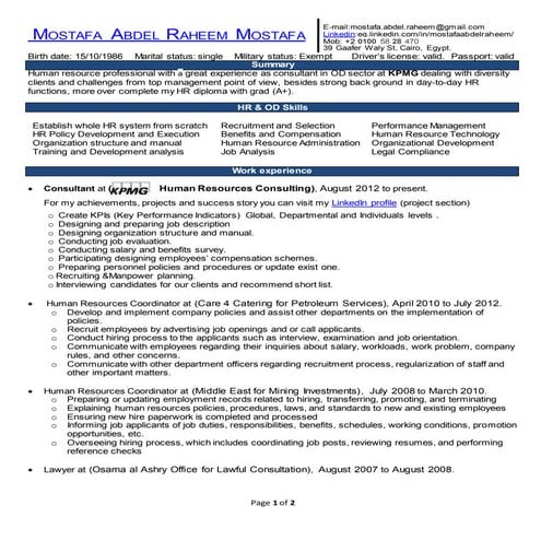 Mostafa Abdel Raheem CV_HR_KPMG | PDF