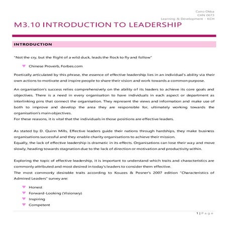M3.10 Introduction to Leadership Assignment | DOCX