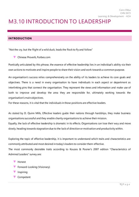 Assignment On Leadership | Pdf