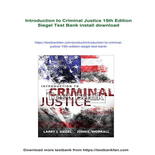 Introduction to Criminal Justice 15th Edition Siegel Test Bank | PDF