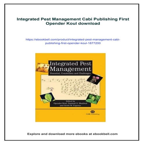 Integrated Pest Management Cabi Publishing First Opender Koul | PDF