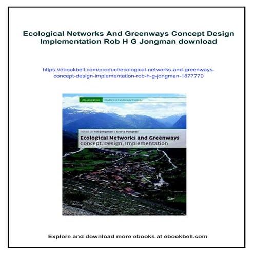 Ecological Networks And Greenways Concept Design Implementation Rob H G ...
