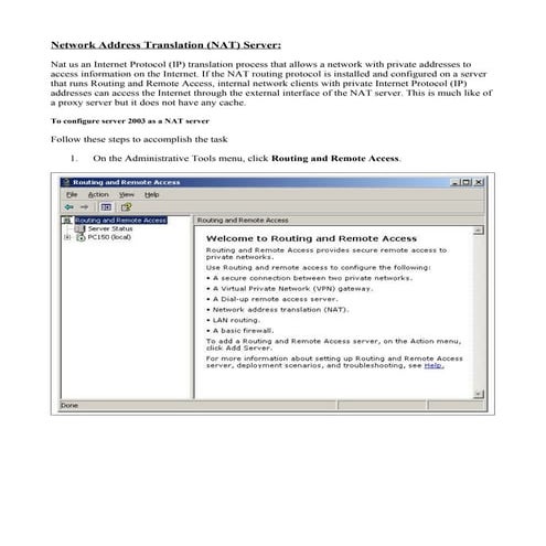 Nat Server Configuration Steps | DOC