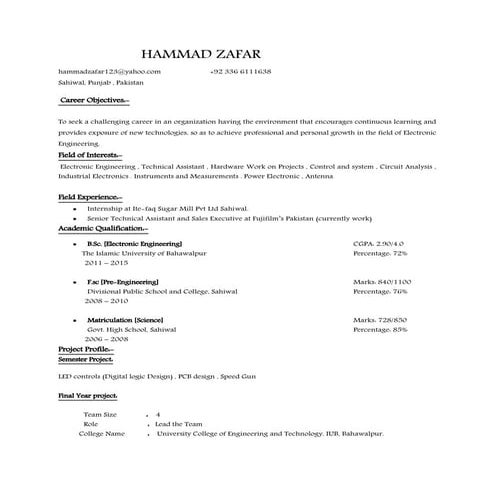 Engr. Hammad CV | PDF