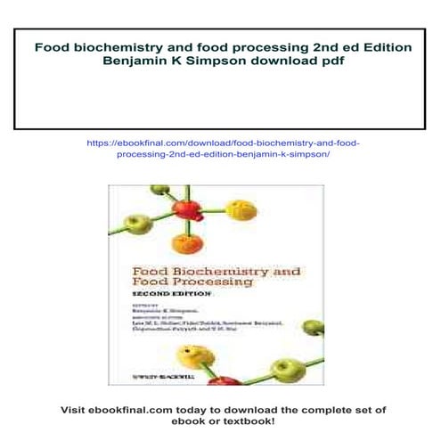 Food biochemistry and food processing 2nd ed Edition Benjamin K Simpson ...