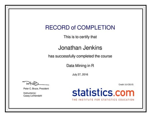 Modeling in R_Record of Completion | PPT