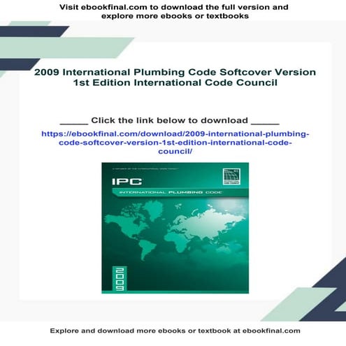 2009 International Plumbing Code Softcover Version 1st Edition ...