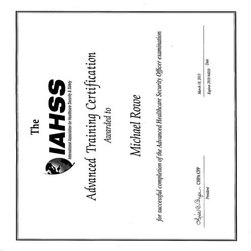 IAHSS Advanced cert | PDF
