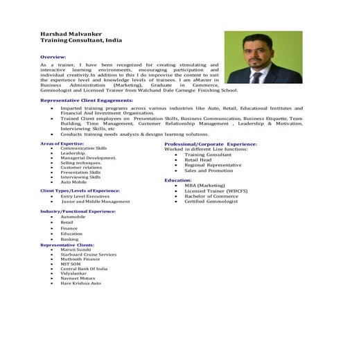 Harshad Trainer Profile | PDF