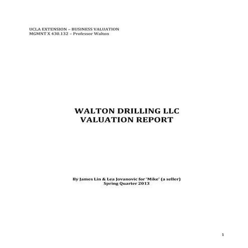 Writing Sample - Valuation Report | PDF