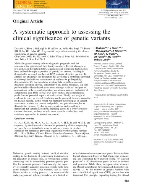 ACMG guidelines 2015: How to interpret DNA variants? [Today's paper] | PPT