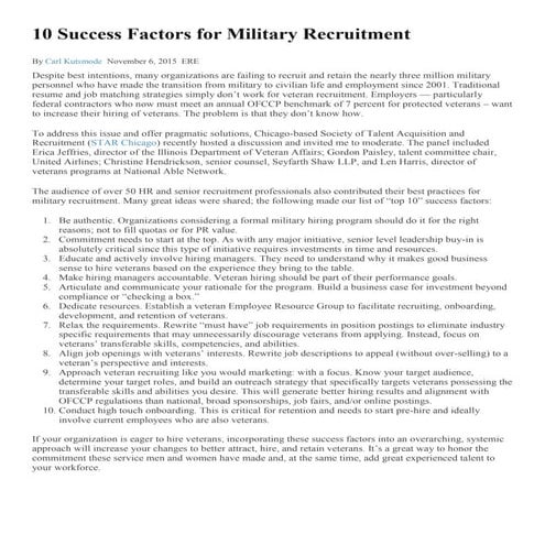 10 Success Factors for Military Recruitment | PDF