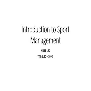 What Is Sport? Intro to Sport Management | PPT
