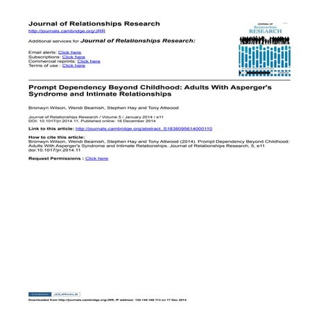 Wilson et al (2014) Prompt Dependency Beyond Childhood | PDF