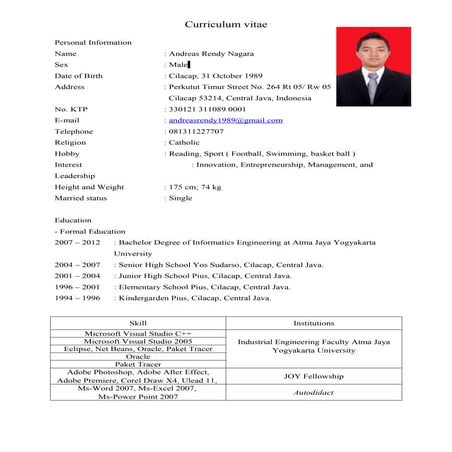 CV Andreas Rendy Nagara-081311227707 | DOC