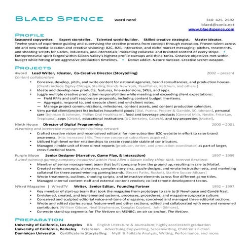 Blaed Spence_RESUME+BIO | PDF