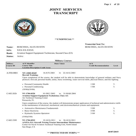 Joint Service Transcrips AS2 Boschma | PDF